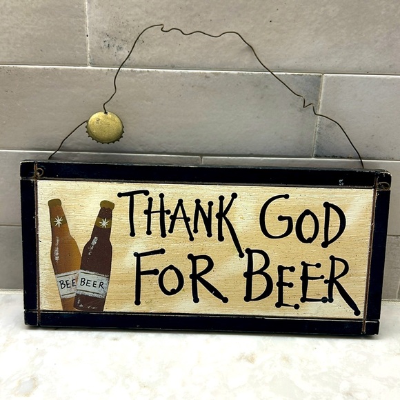 ROSS | Accents | Nwt Thank God For Beer Hanging Sign | Poshmark